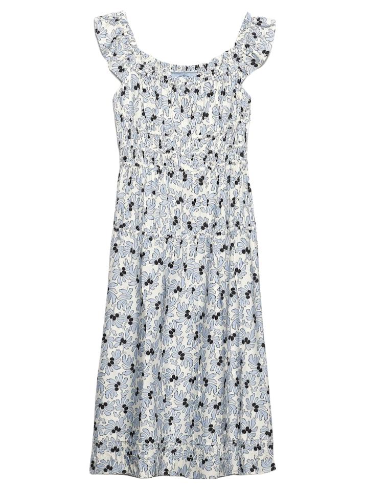 PRADA Prada Floral Print Pongé Midi Dress